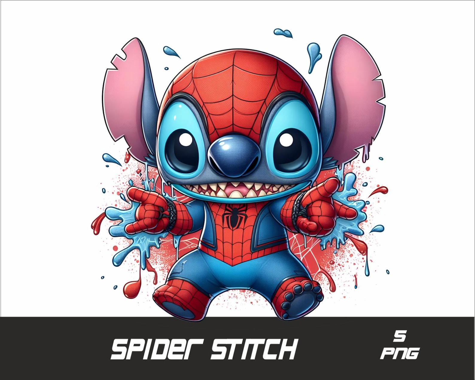 5 PNG Stitch Spider Hero Png Stitch Splash and Watercolor Png Stitch ...