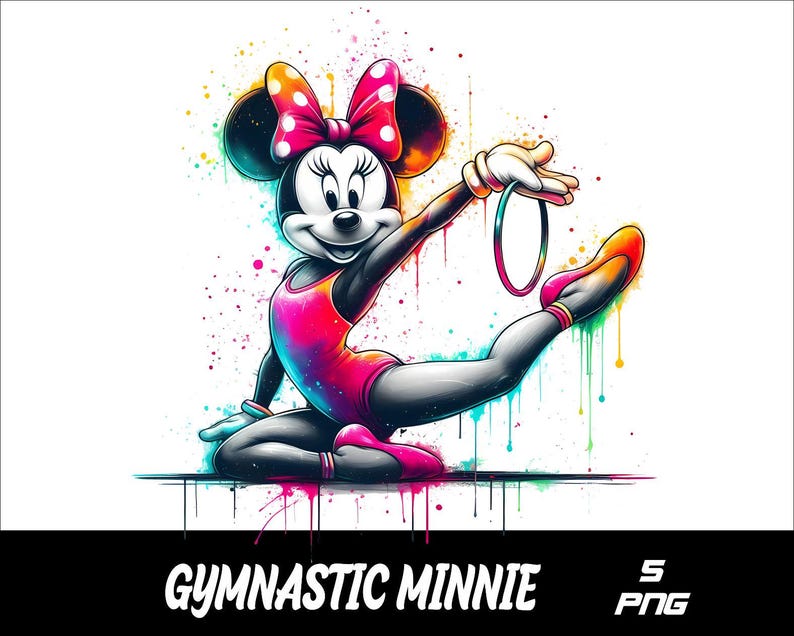 5 PNG Gymnastic Minnie Png Mouse Splash and Watercolor Png Minnie ...