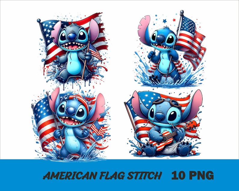 10 PNG American Flag Stitch Png American Stitch Splash and Watercolor ...