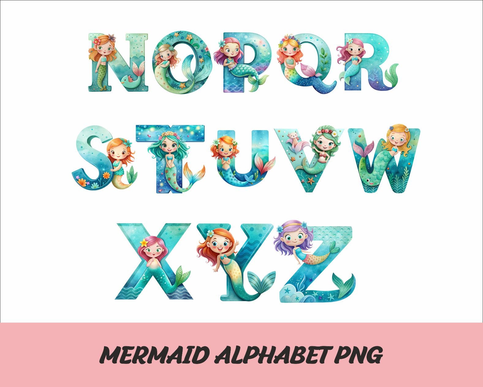 Mermaid Alphabet Png Font Party Letters Mermaid Font Mermaid Party Girl ...
