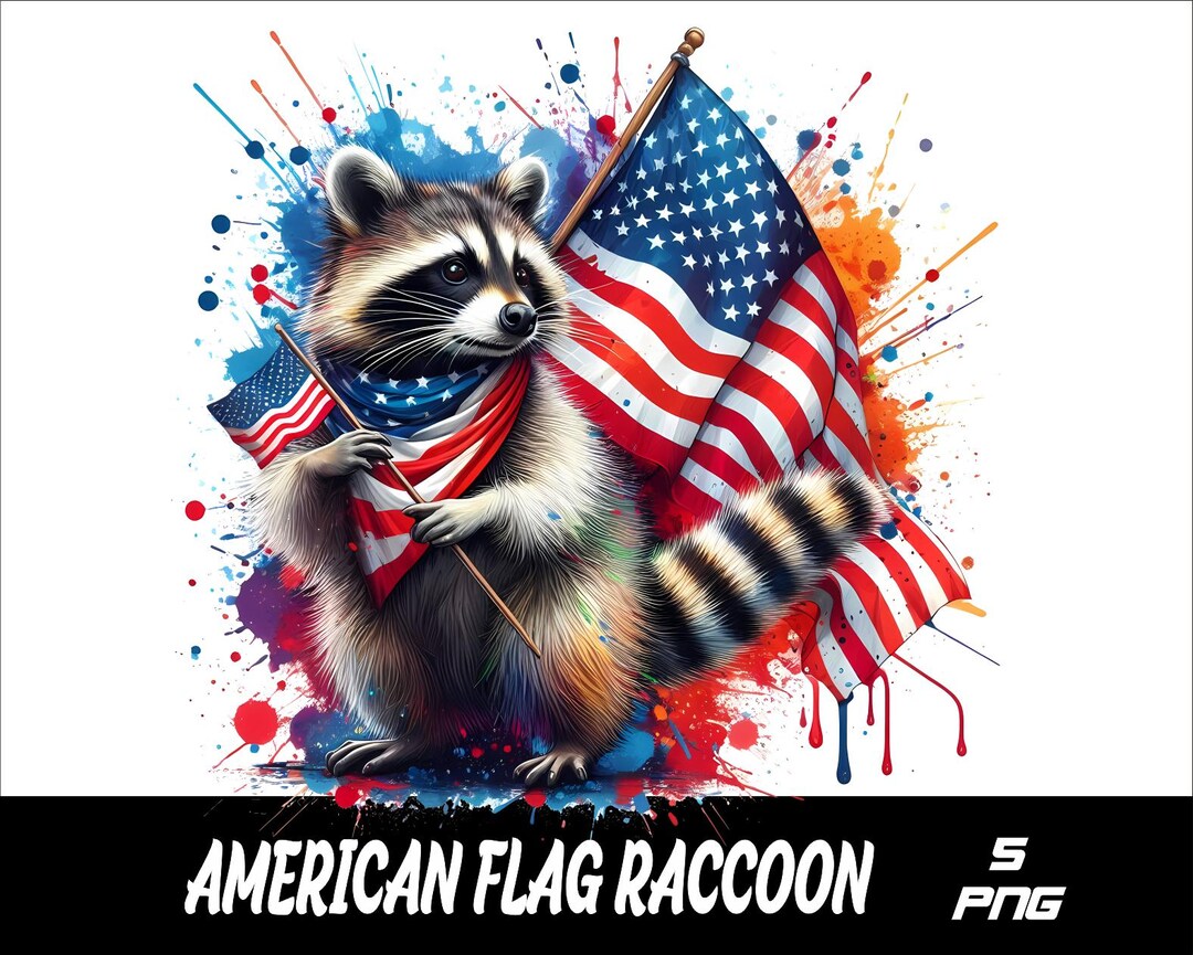 5 PNG Usa Flag Raccoon Png Splash and Watercolor Png American Flag ...