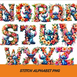 Stitch Flowers Alphabet Png Font Stitch and Lilo Letters Png Stitch ...