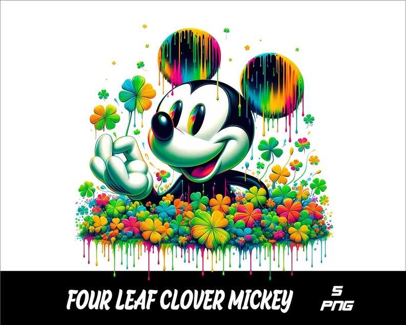5 PNG Four Lea Clover Mickey Png Mouse Splash and Watercolor Png Mickey ...
