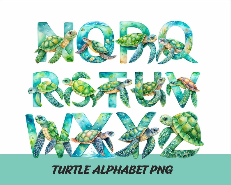 Turtle Alphabet Png Font Baby Turtle Letters Png Caretta Turtle Font ...