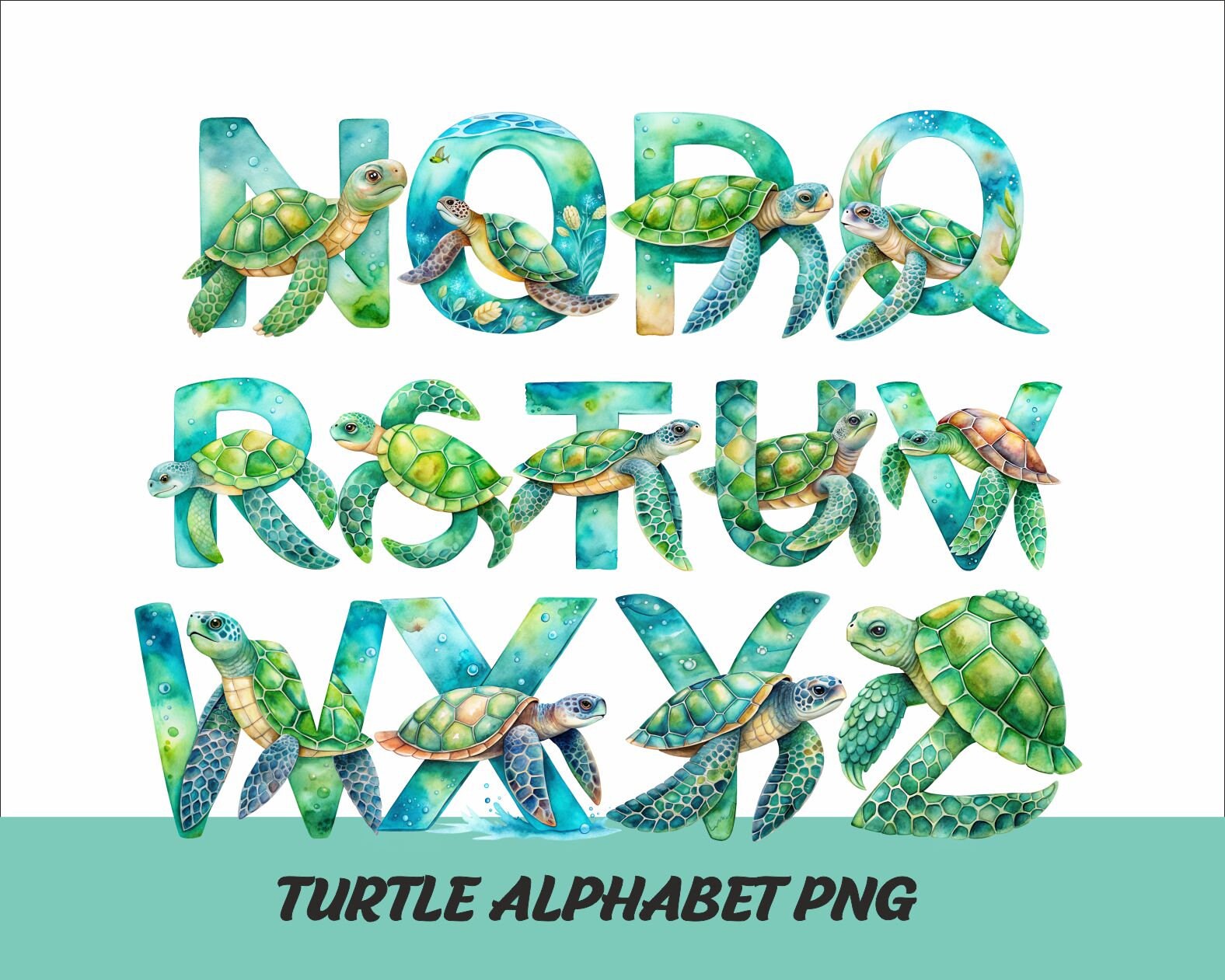 Turtle Alphabet Png Font Baby Turtle Letters Png Caretta Turtle Font ...