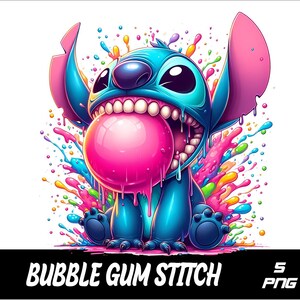 5 PNG Bubble Gum Stitch Png Stitch Splash and Watercolor Png Stitch ...