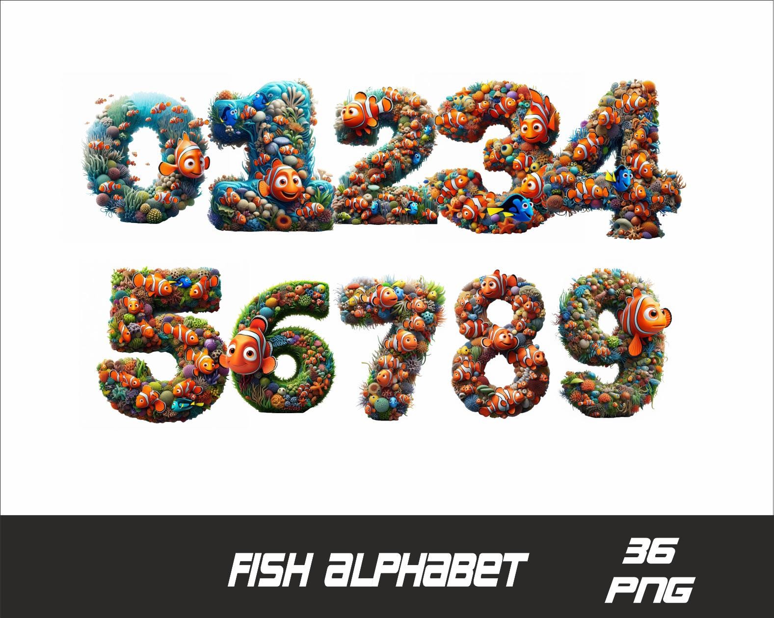 Fish Alphabet Png Font Nemo Letters Png Fish Font Fish Nemo Alphabet ...