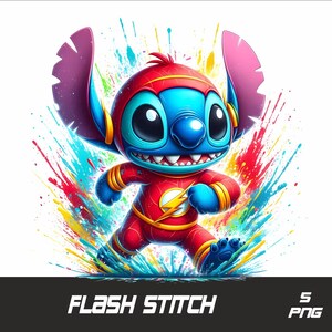 5 PNG Stitch Super Hero Png Flash Stitch Splash and Watercolor Png ...