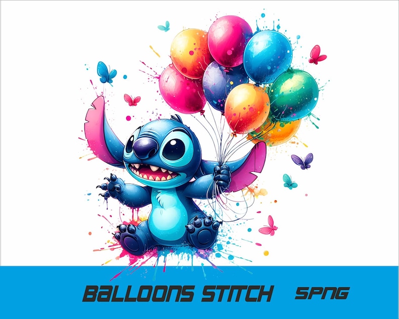 5 PNG Balloons Stitch Png Stitch Splash and Watercolor Png Stitch ...