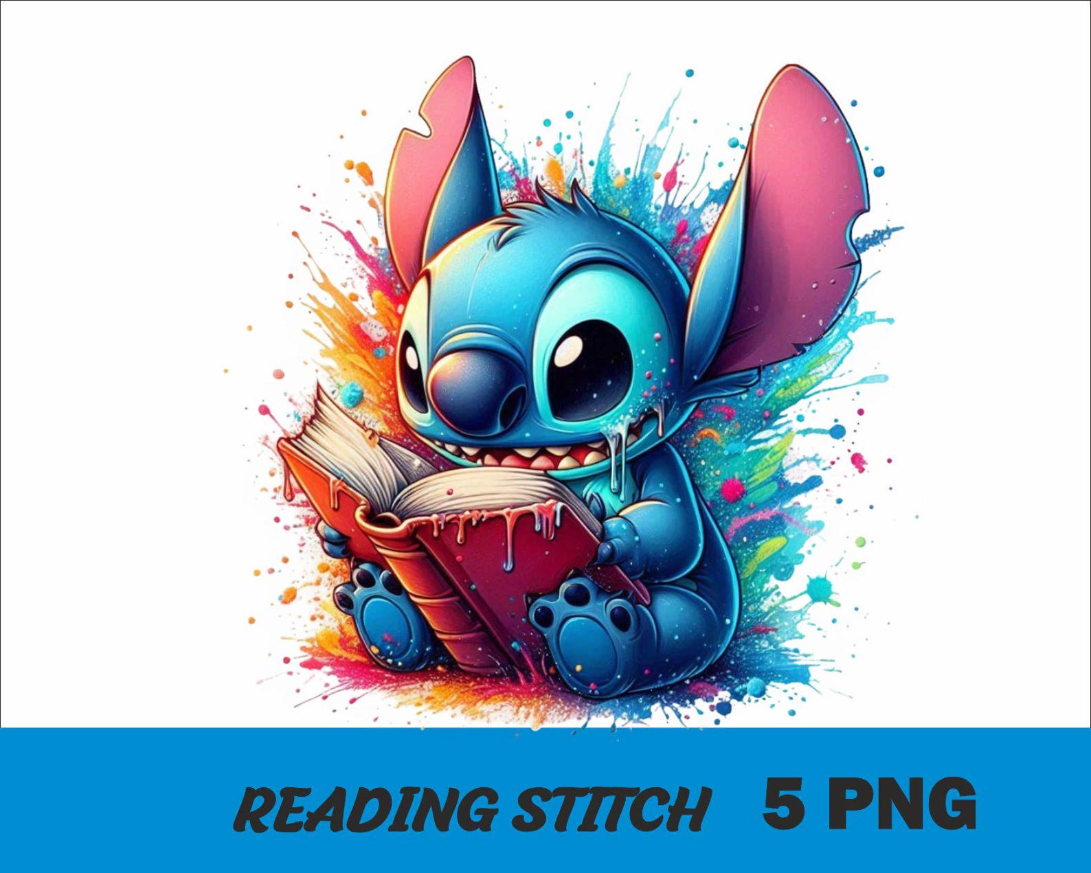 5 PNG Stitch Reading Png Stitch Splash and Watercolor Png Stitch ...