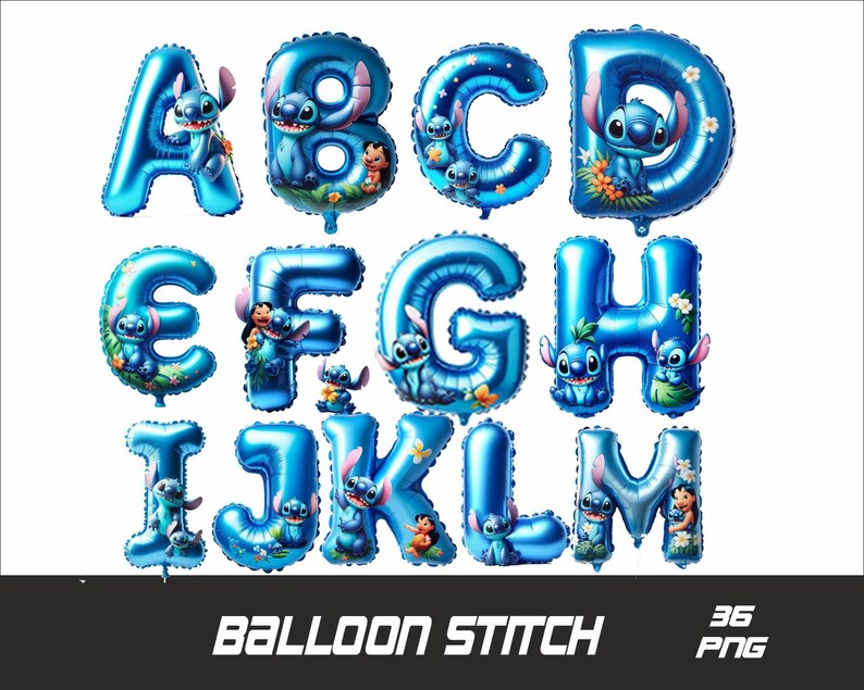 Balloon Lilo and Stitch Alphabet Png Font Stitch and Lilo Letters Png ...