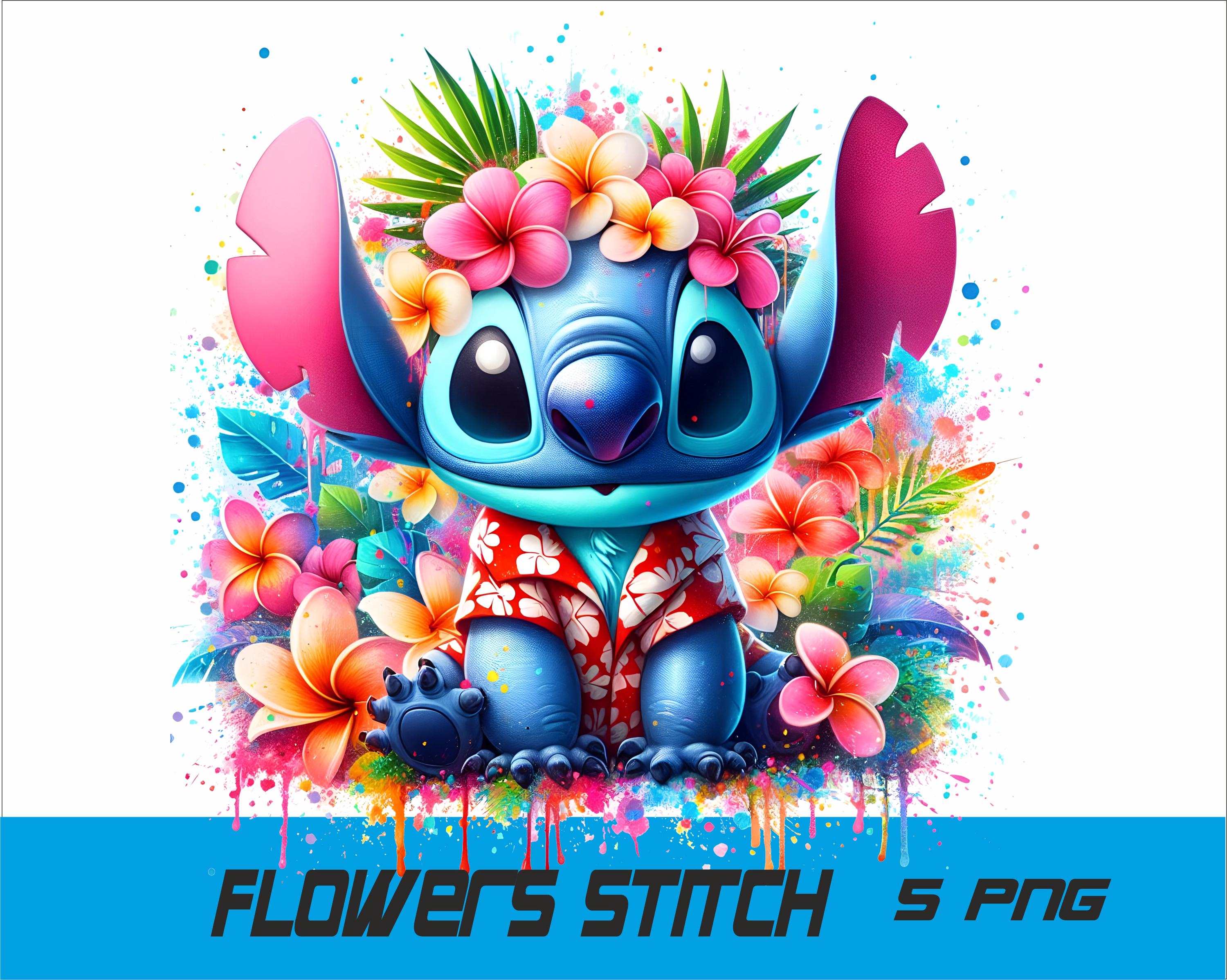 5 PNG Hawaii Flowers Stitch Png Stitch Splash and Watercolor Png Hawaii ...