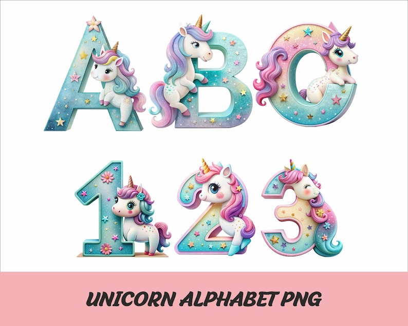 Unicorn Alphabet Png Font Party Letters Unicorn Font Unicorn Party ...