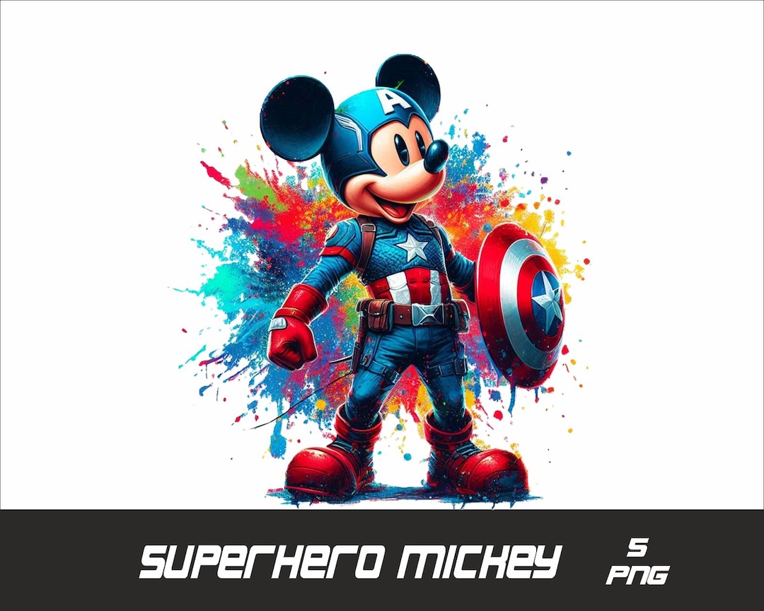 5 PNG Superhero Mickey Png Captain Mouse Splash and Watercolor Png ...
