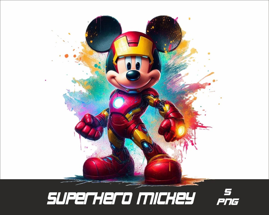5 PNG Superhero Mickey Png Hero Mouse Splash and Watercolor Png Mickey Transparent PNG File for ...