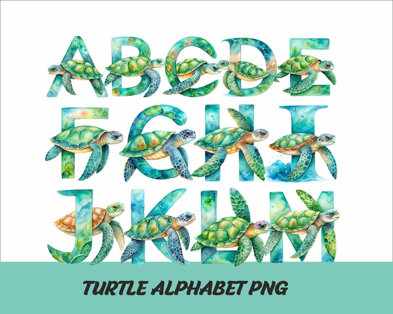 Turtle Alphabet Png Font Baby Turtle Letters Png Caretta Turtle Font ...