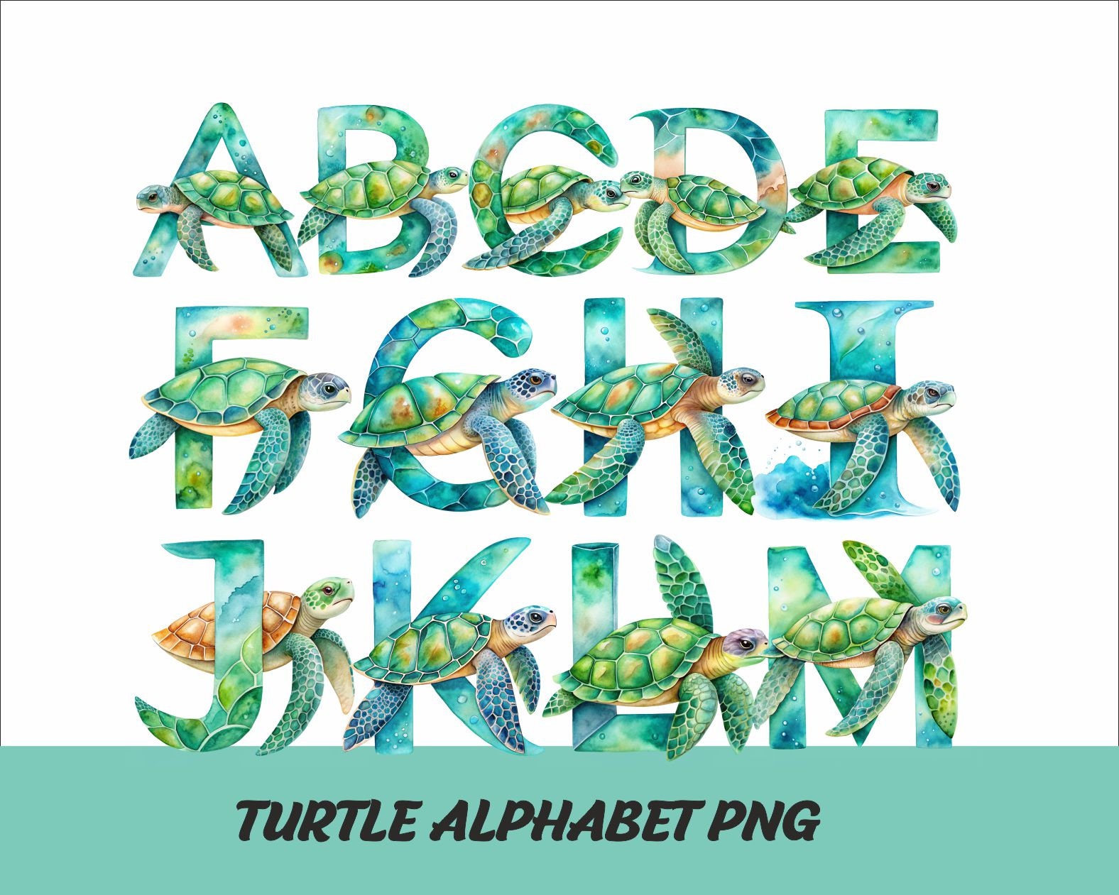 Turtle Alphabet Png Font Baby Turtle Letters Png Caretta Turtle Font ...