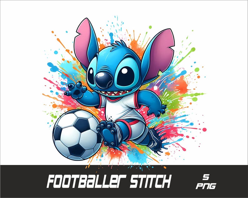 5 PNG Footballer Stitch Png Stitch Splash and Watercolor Png Stitch ...