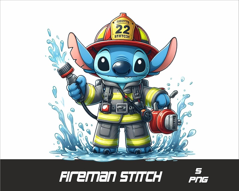 5 PNG Fireman Stitch Png Stitch Splash and Watercolor Png Fireman ...
