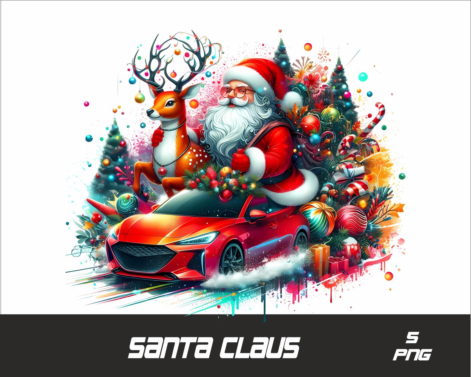 5 PNG Santa Claus Png Splash and Watercolor Png Chirstmas Transparent ...