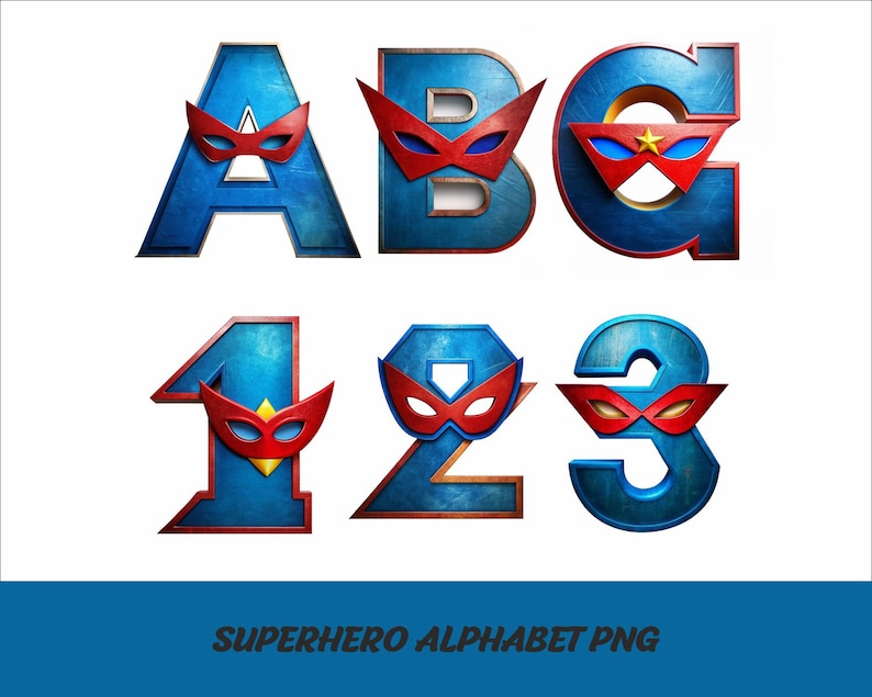 Superhero Mask Alphabet Png Font Cartoon Superhero Letters Png Font ...