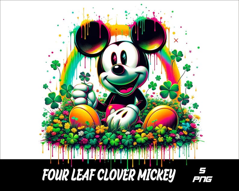 5 PNG Four Lea Clover Mickey Png Mouse Splash and Watercolor Png Mickey ...