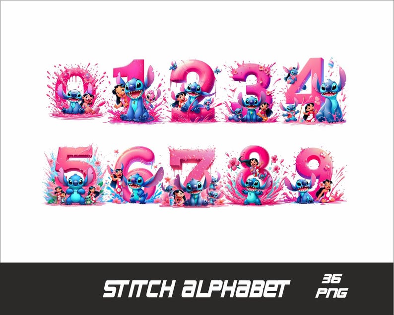 Lilo and Stitch Alphabet Png Font Pink Stitch and Lilo Letters Png ...