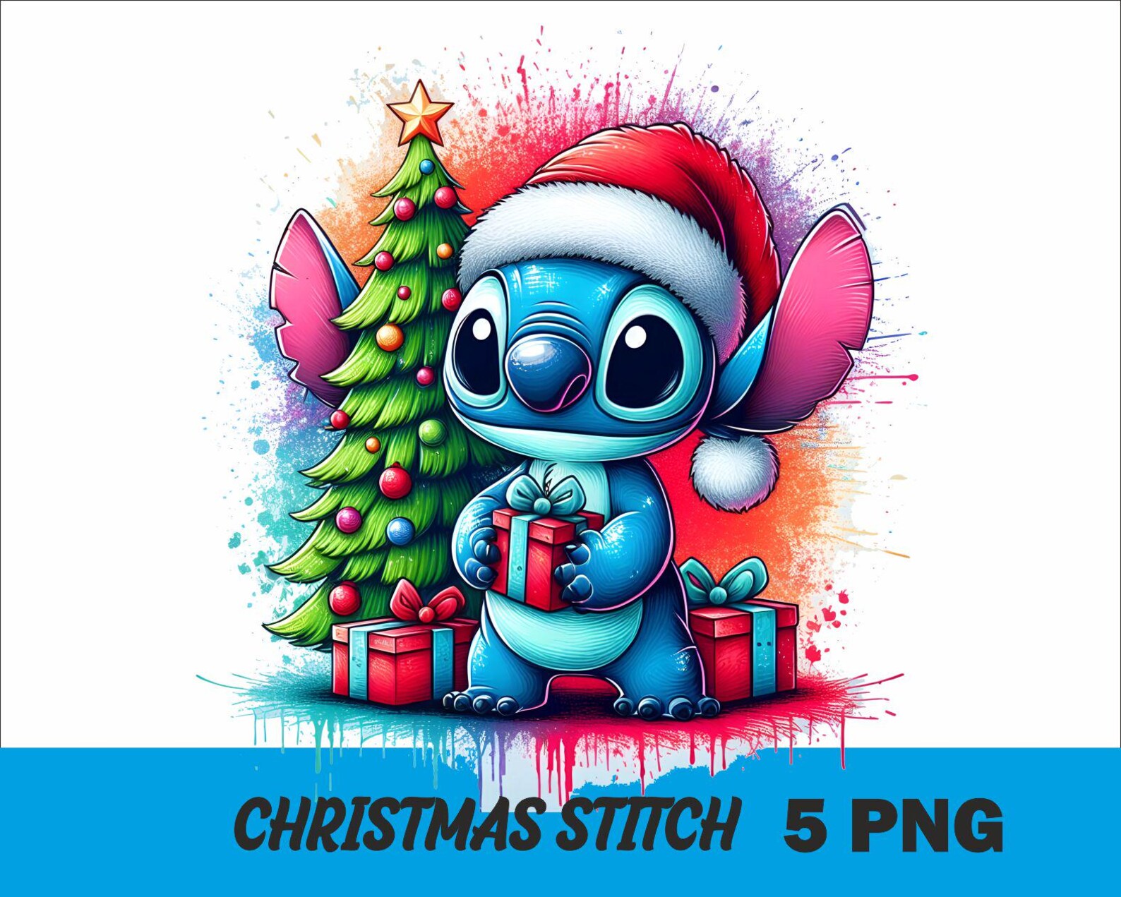 5 PNG Christmas Stitch Png Stitch Splash and Watercolor Png Christmas ...