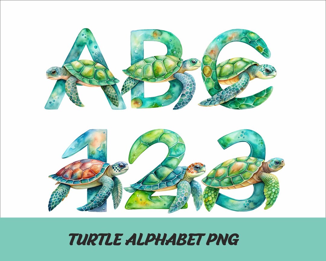 Turtle Alphabet Png Font Baby Turtle Letters Png Caretta Turtle Font ...