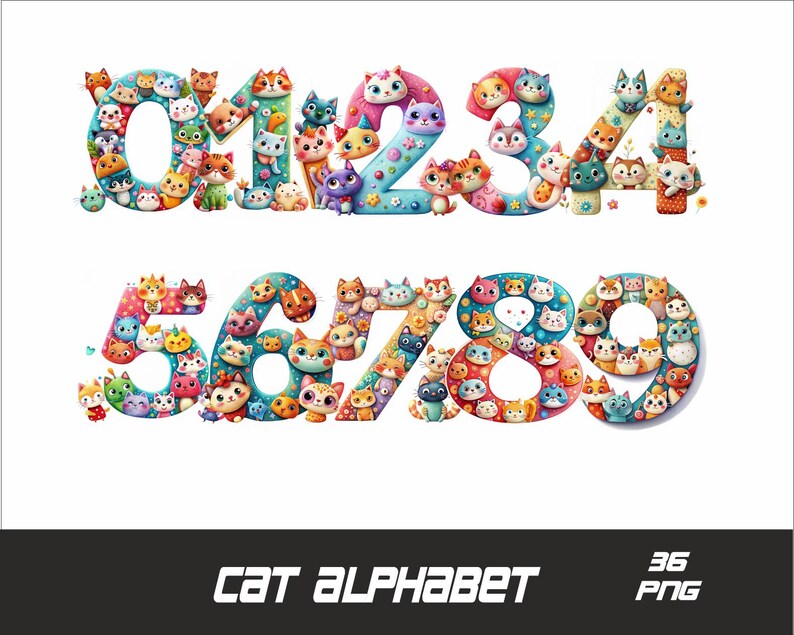 Cat Alphabet Png Font Party Letters Cat Font Cat Party Alphabet Png - Etsy