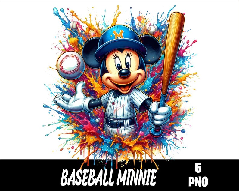 5 PNG Baseball Minnie Png Mouse Splash and Watercolor Png Minnie ...