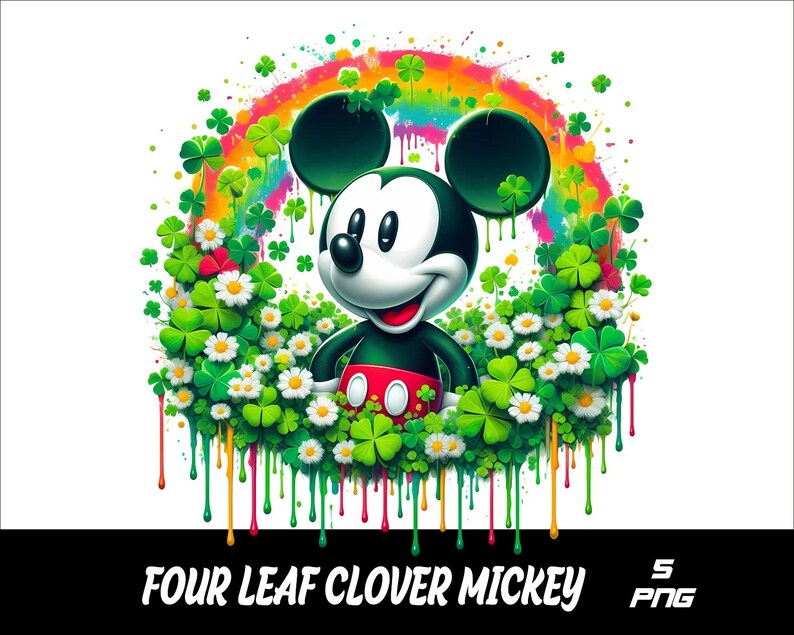 5 PNG Four Lea Clover Mickey Png Mouse Splash and Watercolor Png Mickey ...