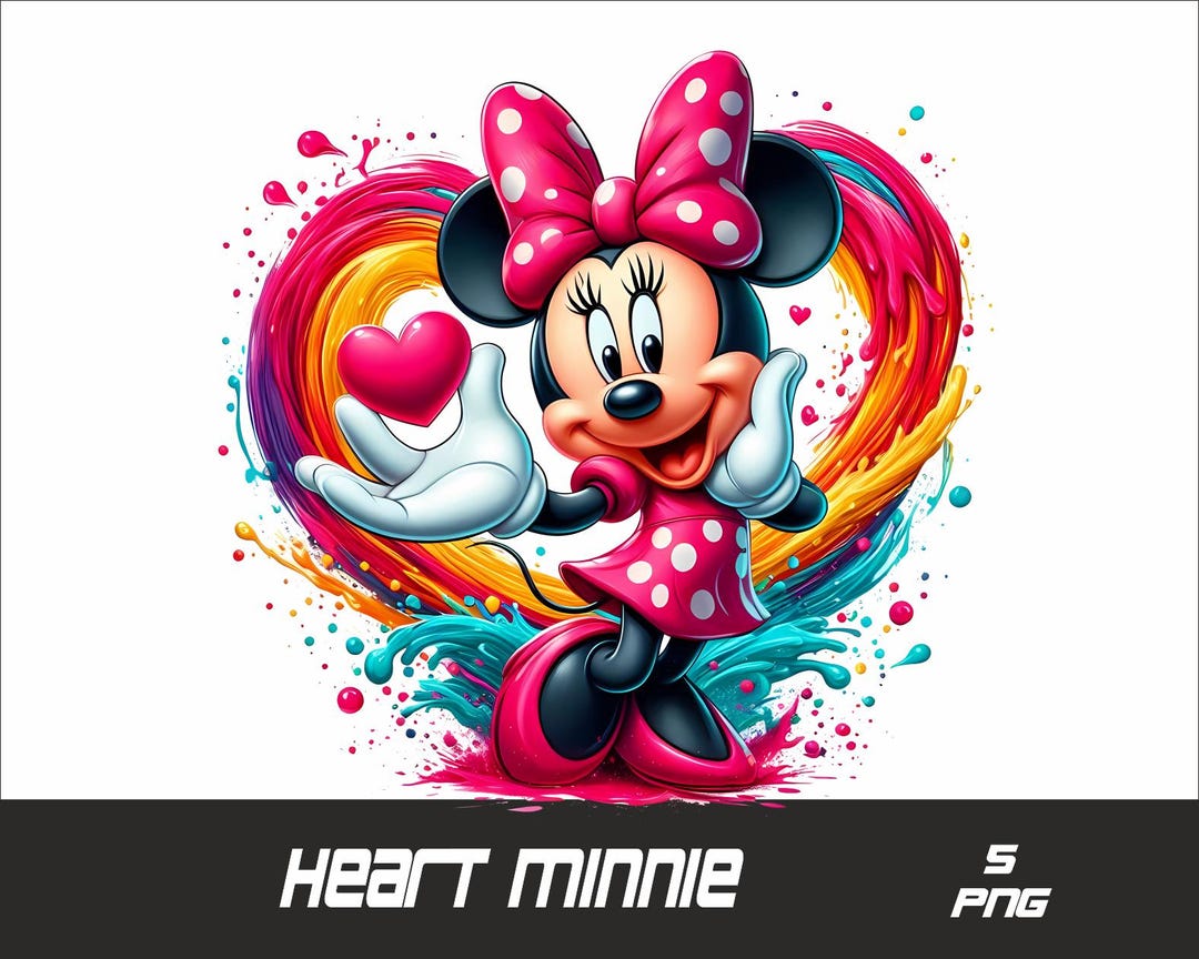 5 PNG Heart Minnie Png Mouse Splash and Watercolor Png Love Minnie ...