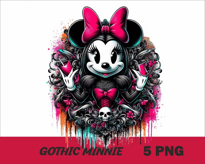 5 PNG Gothic Minnie Png Mouse Splash and Watercolor Png Gothic Minnie ...