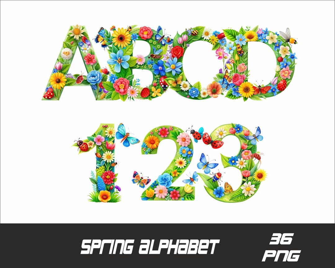 Spring Flowers Alphabet Png Font Wedding Spring Letters Flowers Font ...