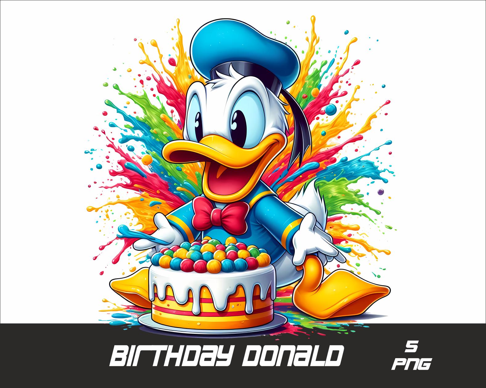 5 PNG Birthday Donald Png Splash and Watercolor Png Birthday Duck ...