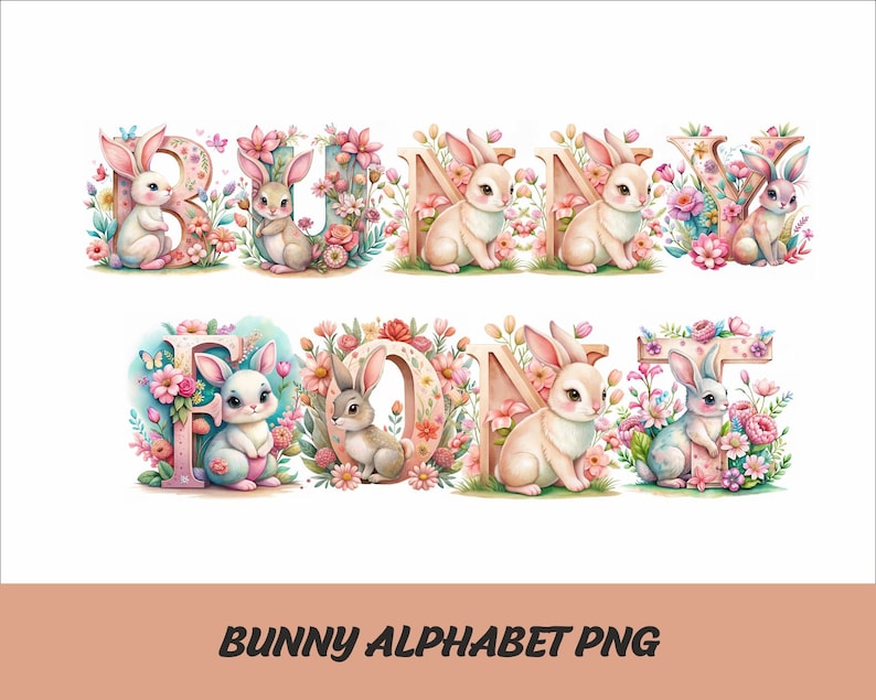 Cute Bunny Alphabet Png Font Baby Bunny Letters Png Font Cute Bunny ...