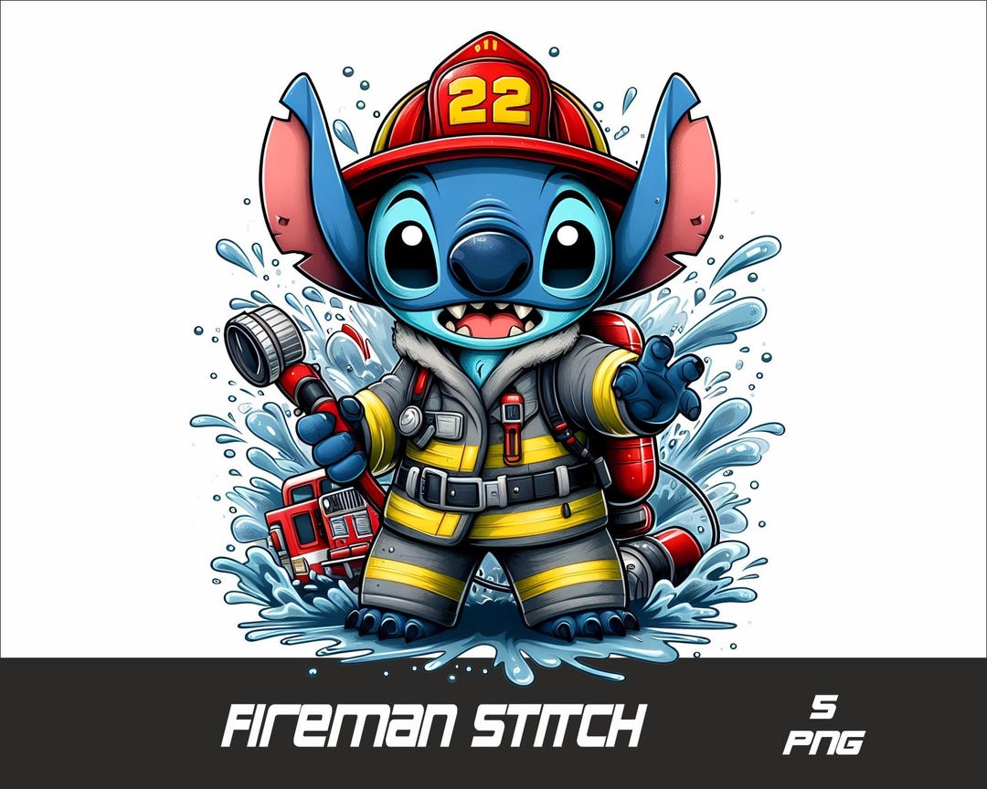 5 PNG Fireman Stitch Png Stitch Splash and Watercolor Png Fireman ...