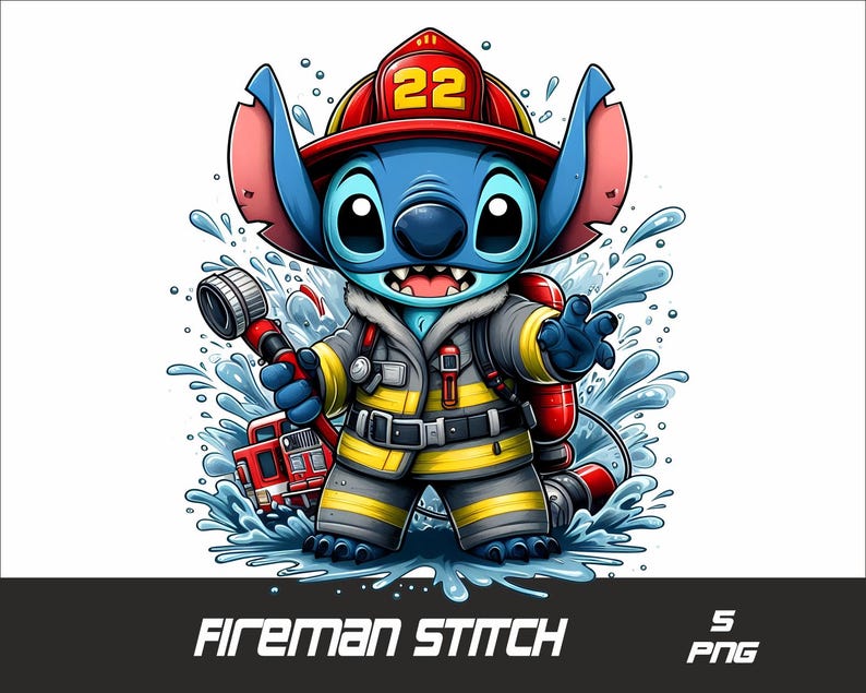 5 PNG Fireman Stitch Png Stitch Splash and Watercolor Png Fireman ...