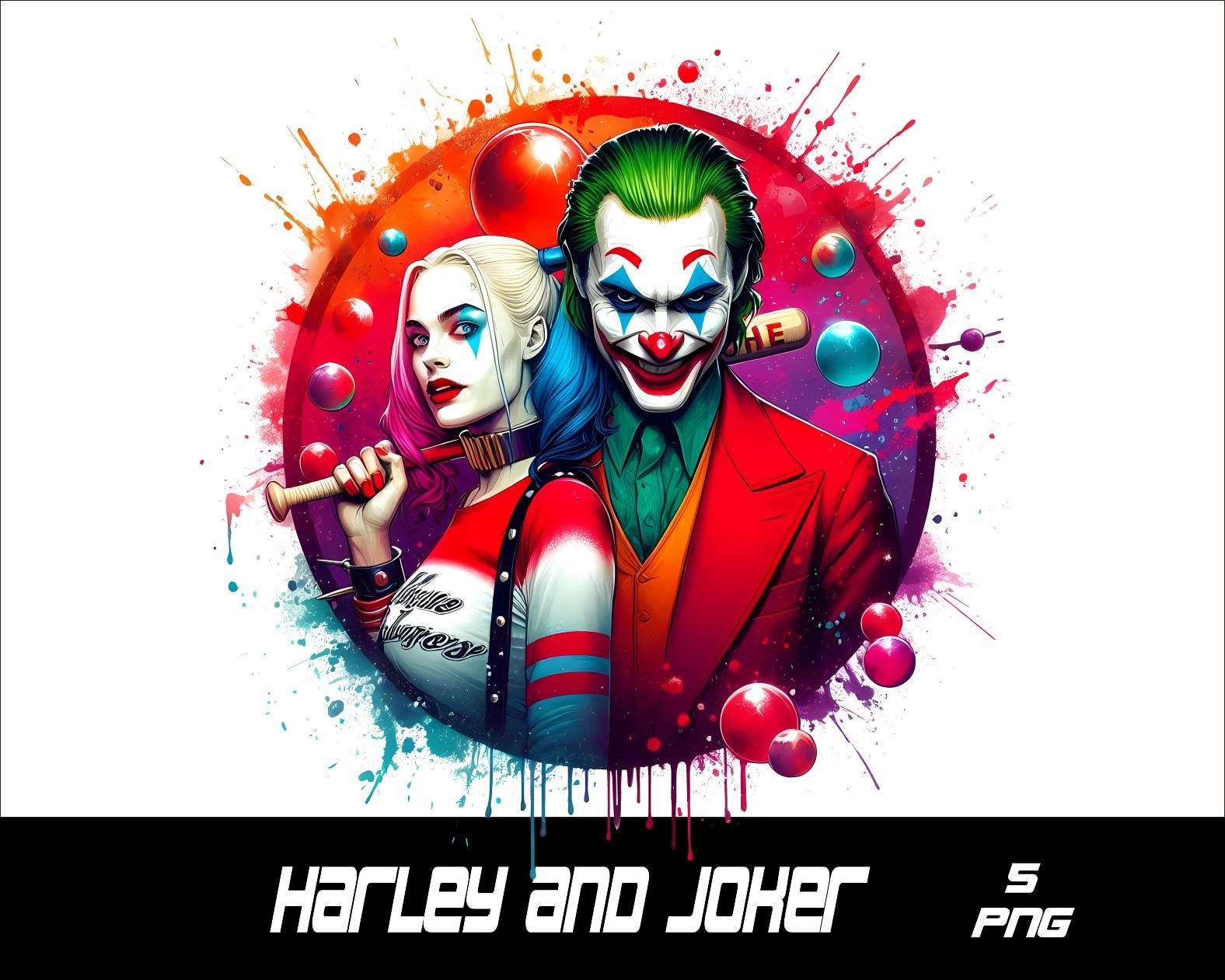 5 PNG Harley and Joker Png Splash and Watercolor Png Joker Transparent ...