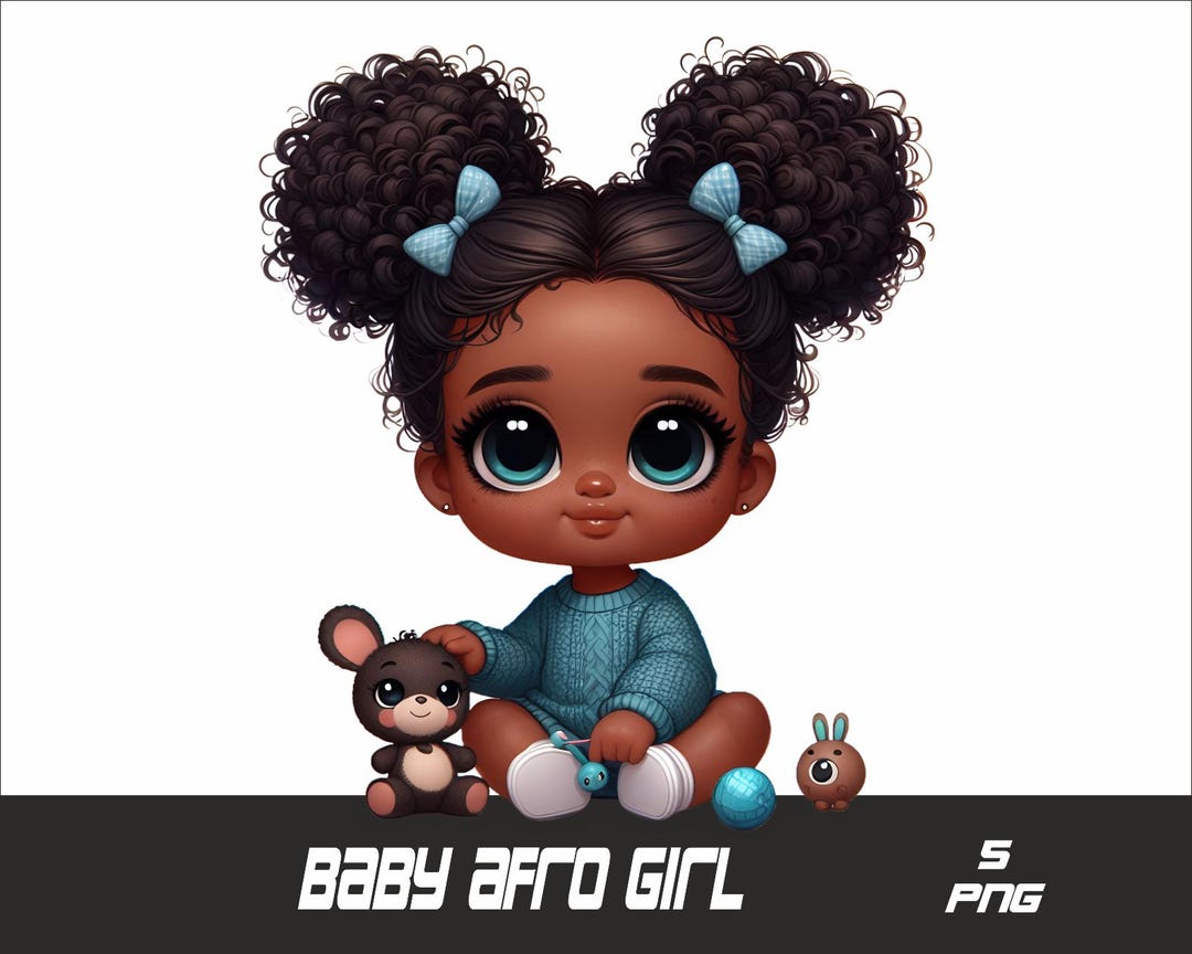 5 PNG Afro Baby Girl Png Afro Girl Splash and Watercolor Png Baby Afro ...
