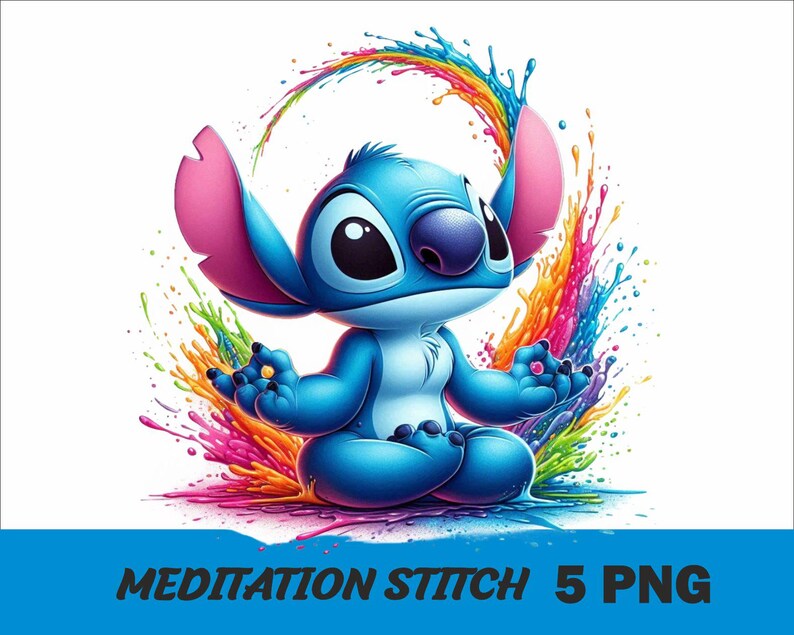 5 PNG Meditation Stitch Png Stitch Splash and Watercolor Png Stitch ...