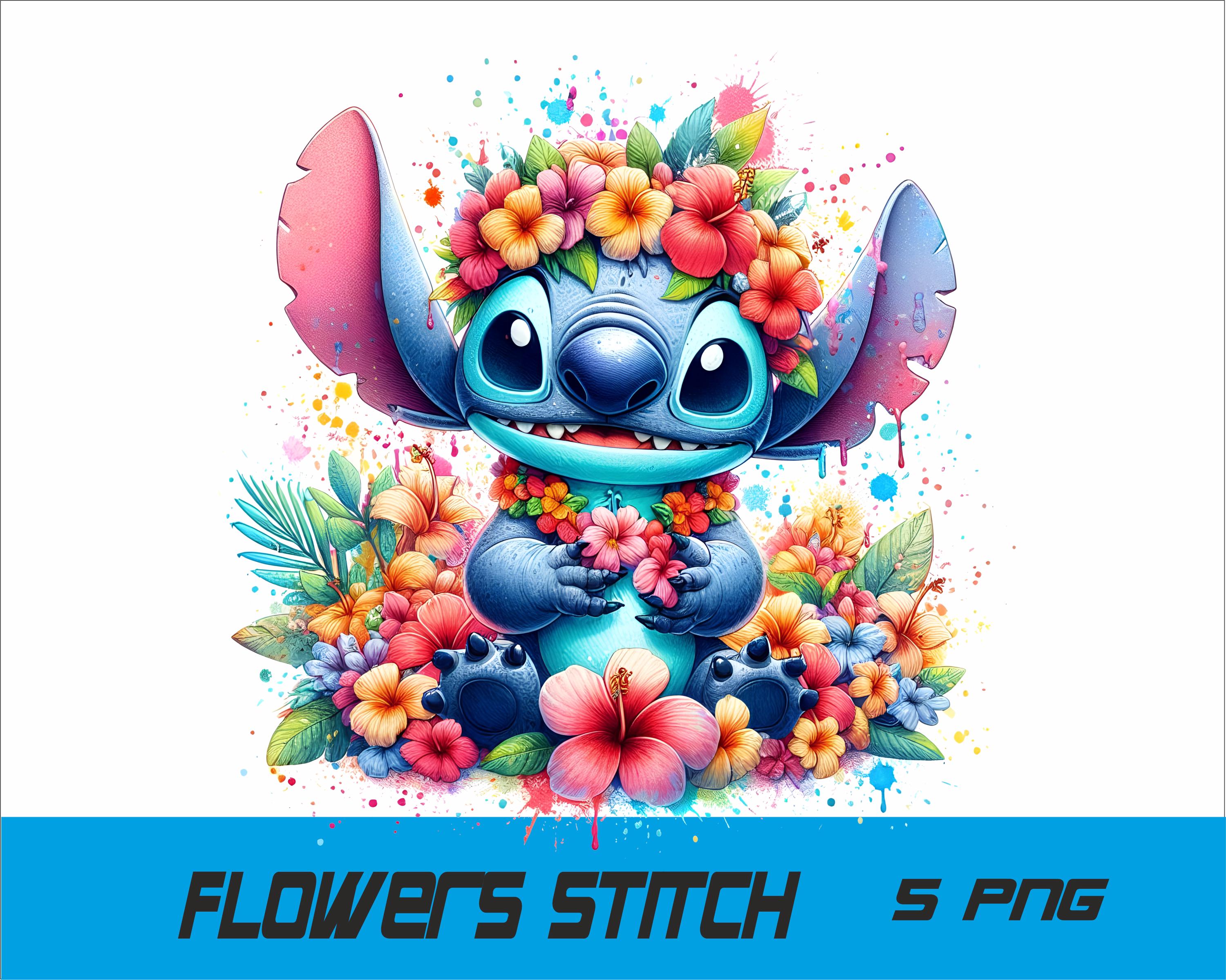 5 PNG Hawaii Flowers Stitch Png Stitch Splash and Watercolor Png Hawaii ...