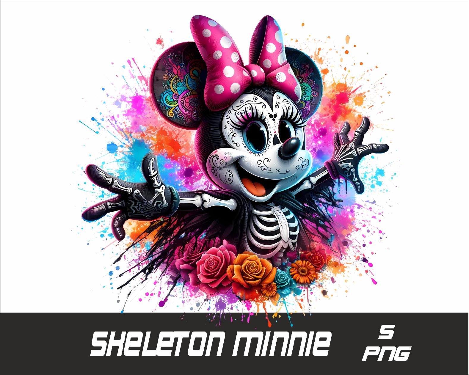 5 PNG Skeleton Minnie Png Mouse Splash and Watercolor Png Halloween ...