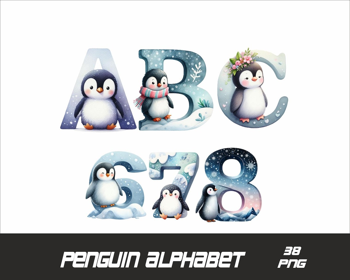 Penguin Alphabet Png Font Party Letters Penguin Font Chirstmas Penguin ...