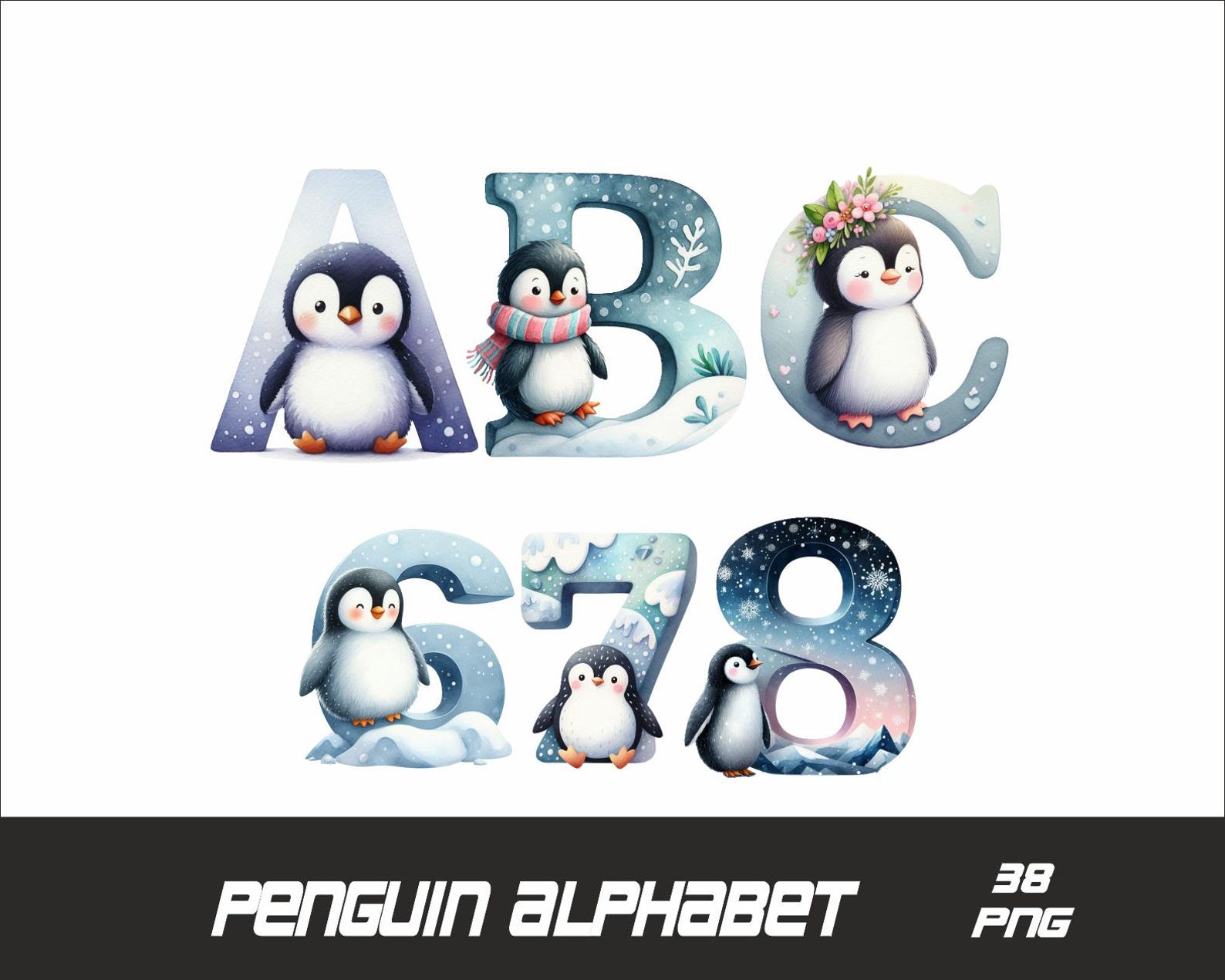 Penguin Alphabet Png Font Party Letters Penguin Font Chirstmas Penguin ...