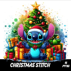 5 PNG Christmas Stitch Png Stitch Splash and Watercolor Png Christmas ...