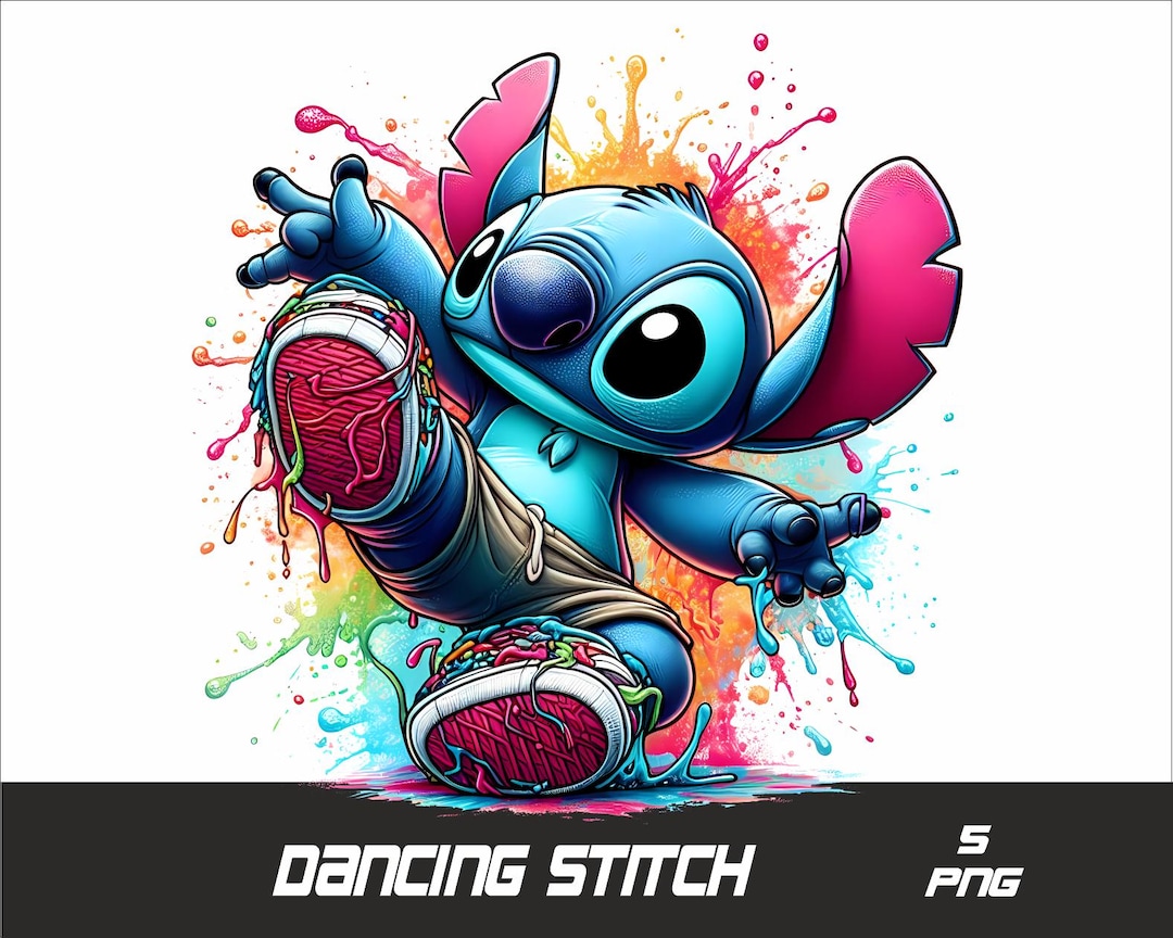 5 PNG Stitch Break Dance Png Stitch Splash and Watercolor Png Stitch ...