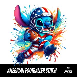 5 PNG American Footballer Stitch Png Stitch Splash and Watercolor Png ...