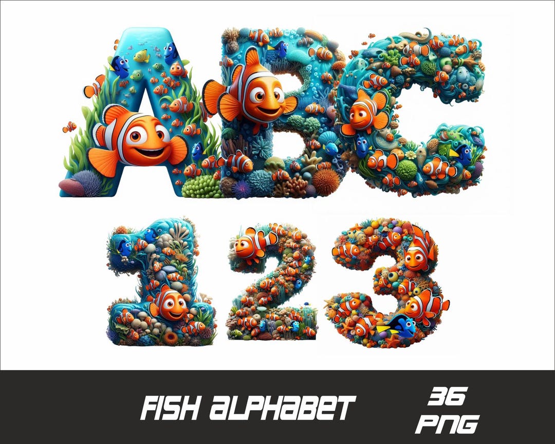 Fish Alphabet Png Font Nemo Letters Png Fish Font Fish Nemo Alphabet ...